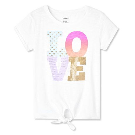 George Girls' Tie Front Slub Graphic Tee - Walmart.ca