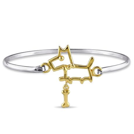 Click here for Asteria Two-Tone Sterling Silver Dog Shape Bangle... prices