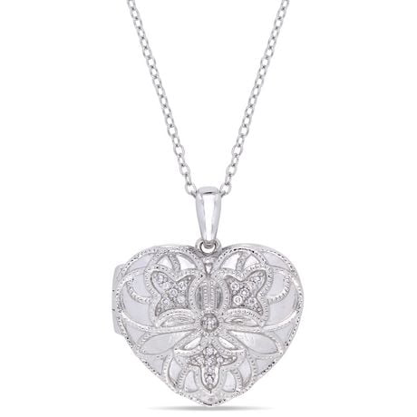 Click here for Miabella Diamond-Accent Sterling Silver Locket Hea... prices