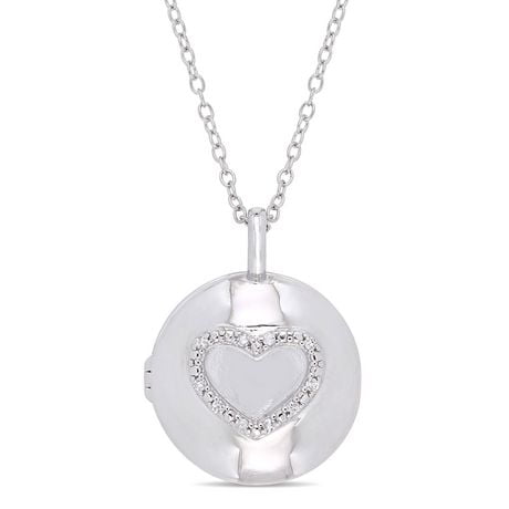 Click here for Miabella Diamond-Accent Sterling Silver Locket Hea... prices