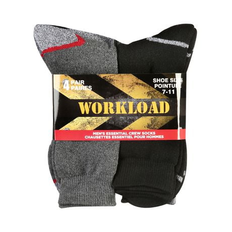 Click here for Workload Mens 4-Pair Crew Socks Charcoal 7-11 prices