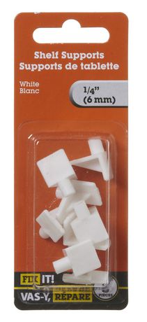 1/4" White Shelf Rest Clear 8 Pieces, Shelf Rests are designed to fit ...