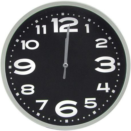Alba Wall Clock Black/Silver | Walmart Canada