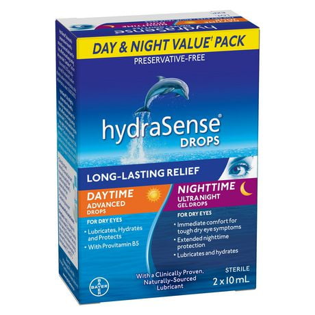 hydraSense Eye Drops, Preservative free, Day & Night Pack, 2 x 10mL ...