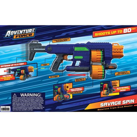 Adventure Force Savage Spin Motorized Triple Drum Dart Blaster ...