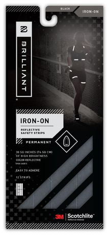 Click here for 3 Pack Brilliant Reflective Strips Iron-On Black prices