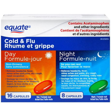 Equate Cold & Flu, 16 Day Liquid Capsules, 8 Night Liquid Capsules ...