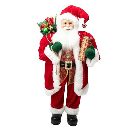 3FT Fabric standing santa with bag,skiis & poles, red - Walmart.ca