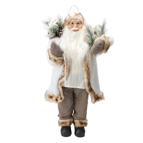 4 FT fabric traditional standing santa with gift & gift bag, grey ...