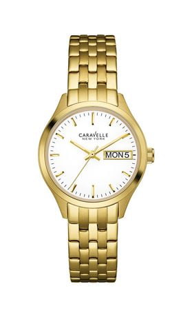 Click here for Caravelle Ladies Gold-Tone Quartz Watch Gold Stand... prices