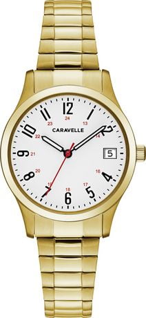 Click here for Caravelle Ladies Gold-Tone Quartz Watch Gold Stand... prices