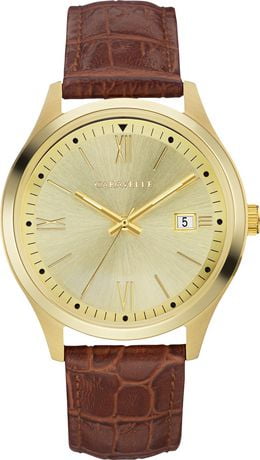 Click here for Caravelle Mens Gold-Tone Quartz Watch Brown Standa... prices