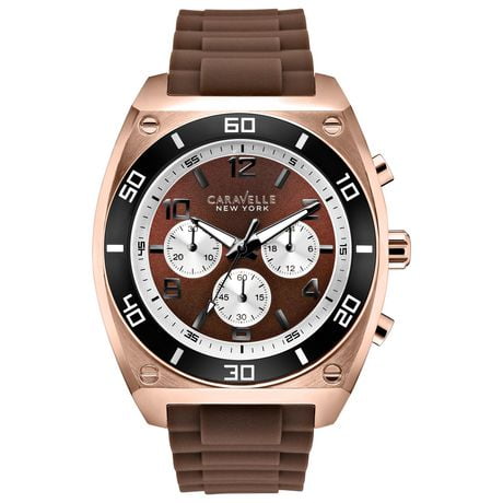 Click here for Caravelle Mens Rose Gold Quartz Watch Brown Standa... prices