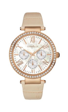 Click here for Caravelle Ladies Rose Gold Quartz Watch Gold Stand... prices