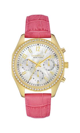 Click here for Caravelle Ladies Gold-Tone Quartz Watch Pink Stand... prices