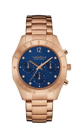 Click here for Caravelle Ladies Rose Gold Quartz Watch Gold Stand... prices