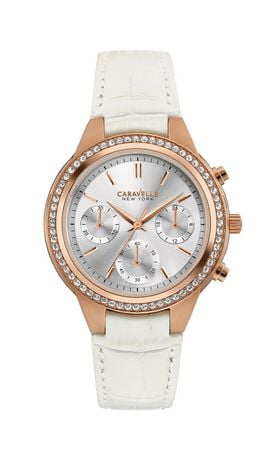 Click here for Caravelle Ladies Rose Gold Quartz Watch White Stan... prices