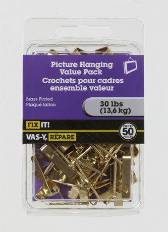 Brass Plated Picture Hanging Value Pack 50 Pieces | Walmart Canada