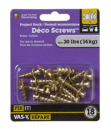 Brass Deco Screws Picture Hanger 18 Pieces | Walmart Canada