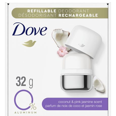 Dove 0% Aluminum Coconut & Pink Jasmine Scent Refillable 48H Deodorant ...
