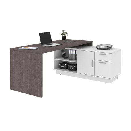 Click here for Bestar Equinox L-Shaped Desk Bark Grey & White prices