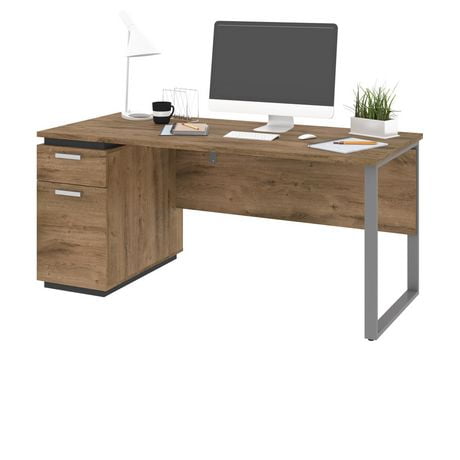Click here for Bestar Aquarius Desk With Single Pedestal Rustic B... prices