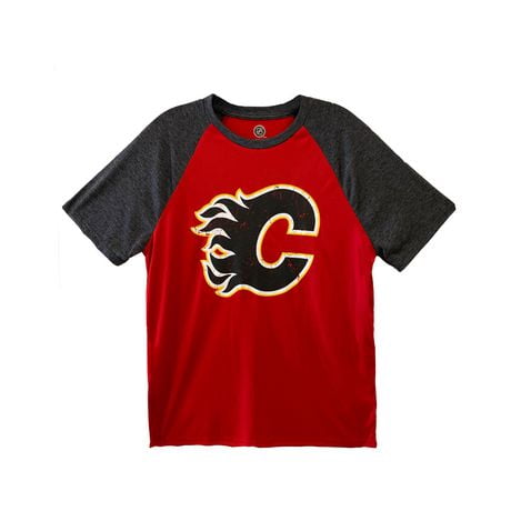 Click here for Nhl Mens Distressed Boarding Calgary Raglan T-Shir... prices