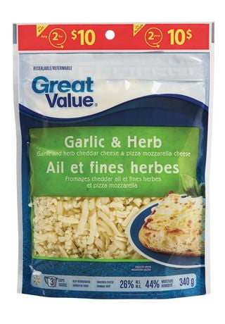 Great Value Garlic And Herb Shredded Cheese - Walmart.ca