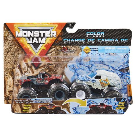 Monster Jam, Official Yeti vs. Sparkle Smash Color-Changing Die-Cast ...