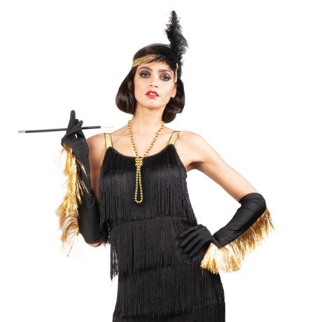 Way to Celebrate! Halloween Dress up Adult Flapper Kit, Gold | Walmart ...