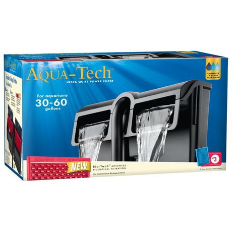 Aqua-Tech 30-60 Aquarium Power Filter, Traps dirt, removes impurities ...