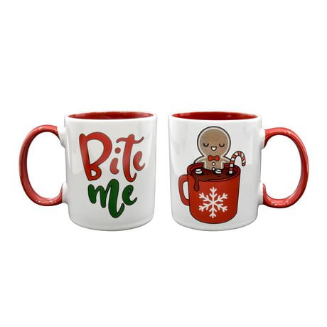 Holiday Time 2 Pack Christmas Gingerbread Man Stoneware Mug Set, 11.3 ...