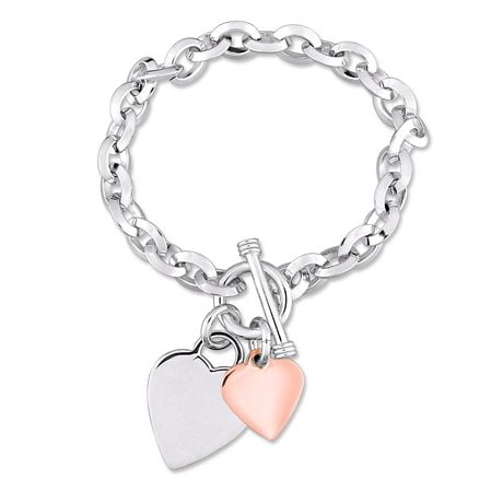 Click here for Asteria Two-Tone Sterling Silver Double Heart Char... prices