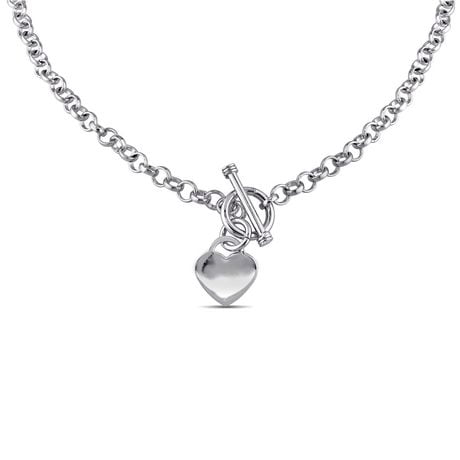 Click here for Asteria Sterling Silver Heart Charm Link Necklace... prices
