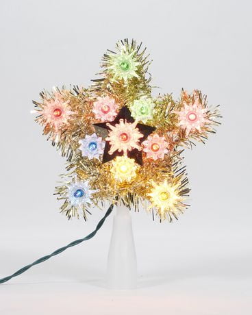 Holiday Time 6 inch Star Tree Topper with Multicolor Incandescent ...