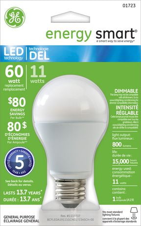 GE energy smart® LED 11 watt A19 1 pack | Walmart Canada