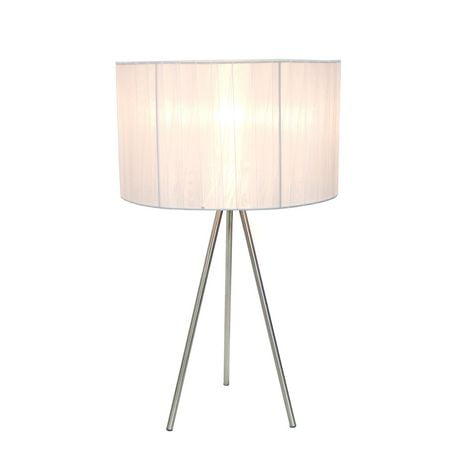 Click here for Simple Designs Brushed Nickel Tripod Table Lamp Wi... prices