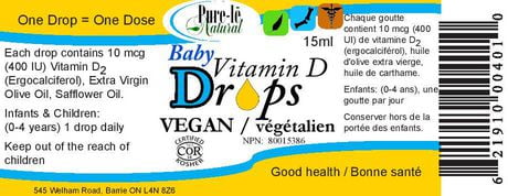 Pure-lē Natural Vitamin D2 Baby Vegan Drops | Walmart Canada