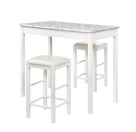 Click here for Linon Hampton Three Piece Tavern Set Faux White Ma... prices
