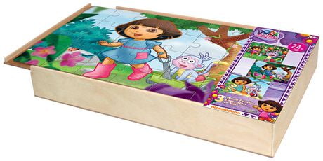 Dora wood puzzle 3-pack in wood storage box - Walmart.ca