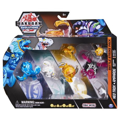 Bakugan Evolutions, Neo Trox and Amphrog Battle Strike Pack, Includes 6 ...