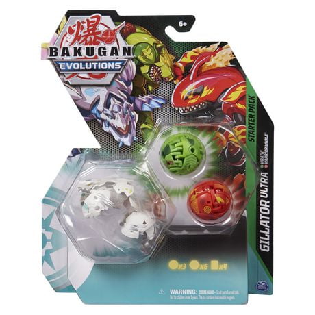 Bakugan Evolutions Starter Pack 3-Pack, Gillator Ultra with Wrath and ...