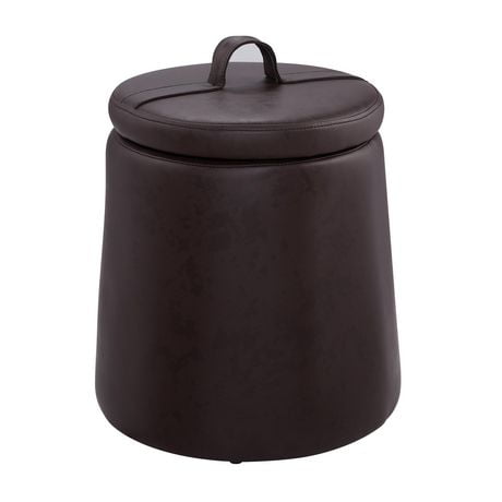 Click here for Linon Saybrook Storage Ottoman Brown Pu White # prices