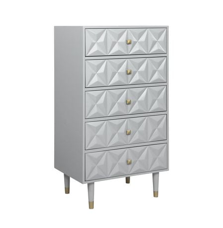 Click here for Linon Geometric Five Drawer Grey Chest Natural # prices