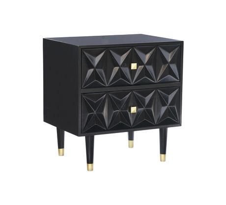 Click here for Linon Geometric Two Drawer Black Nightstand Brown... prices