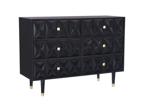 Click here for Linon Geometric Six Drawer Black Dresser Black # prices