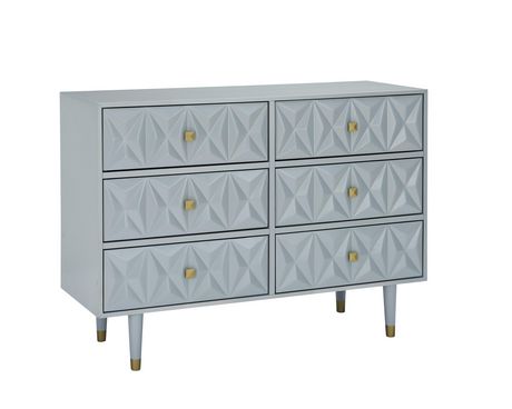 Click here for Linon Geometric Six Drawer Grey Dresser Grey # prices