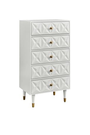 Click here for Linon Geometric Five Drawer White Chest Black # prices