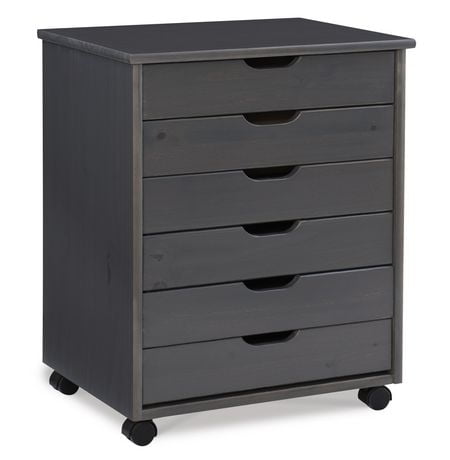 Click here for Linon Craydon Six Drawer Wide Roll Cart Grey Brown... prices