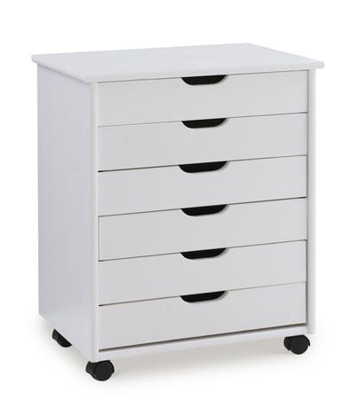Click here for Linon Craydon Six Drawer Wide Roll Cart Natural Br... prices